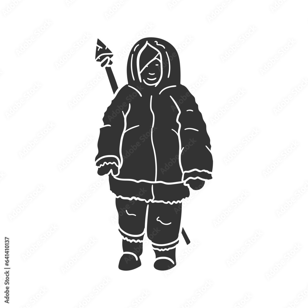 Eskimo Icon Silhouette Illustration. North Pole Vector Graphic ...
