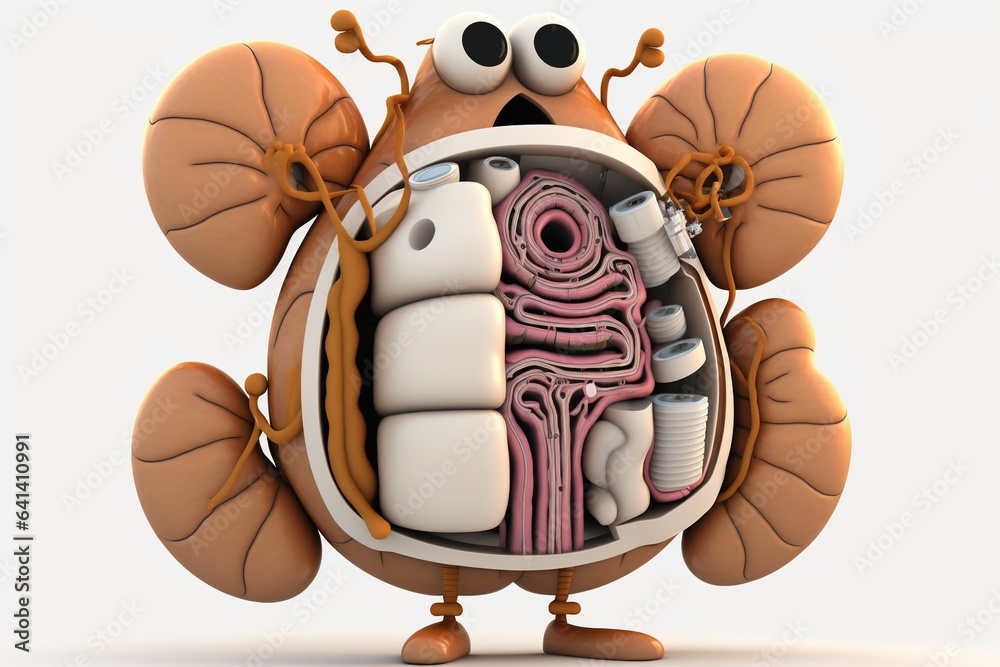 Intestine. Cute cartoon healthy human anatomy internal organ character ...