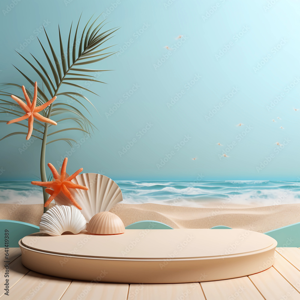 Minimal round marble podium, Aesthetic summer dais, 3D podium with a ...