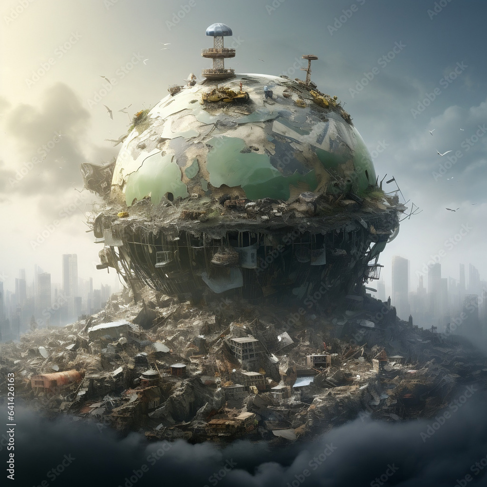 An impactful visual depicting our planet atop a garbage dump of ...