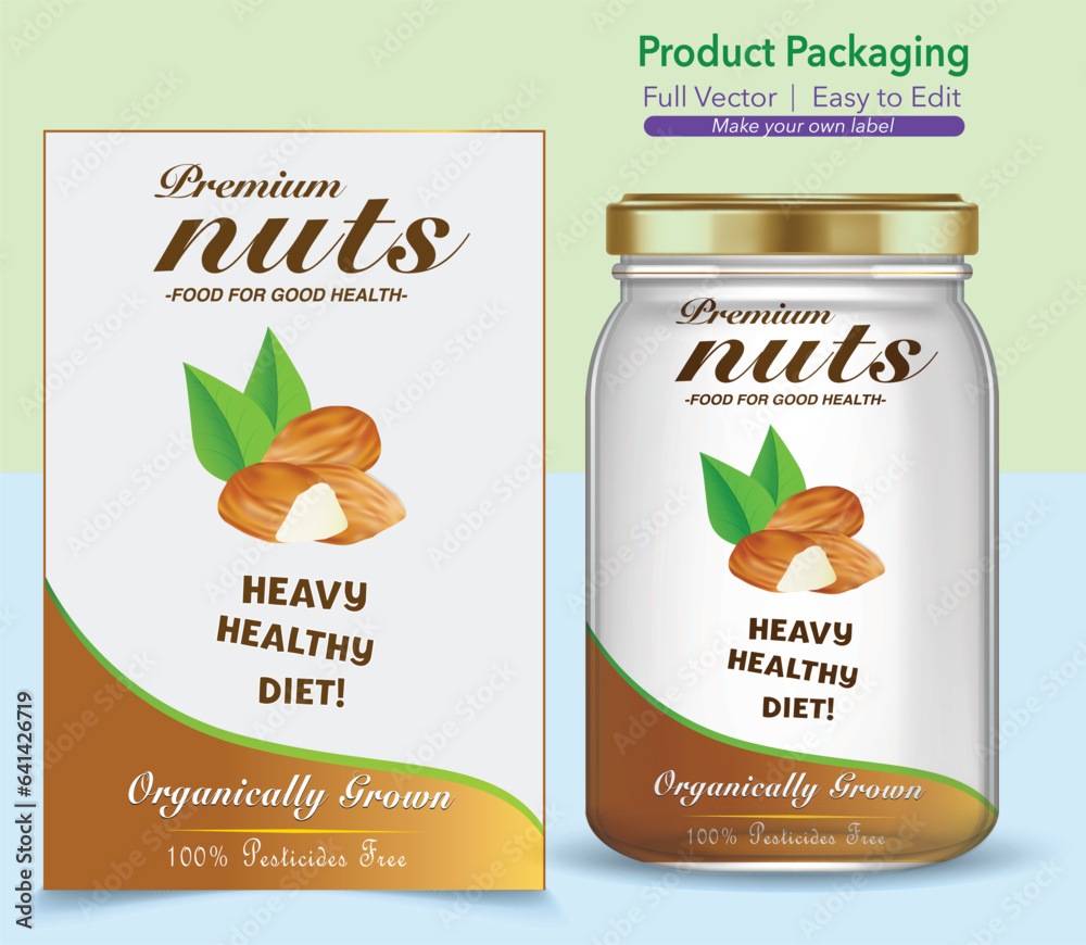 Honey Nuts packaging, Honey label, Nuts Bottle Label, Bottle Sticker ...