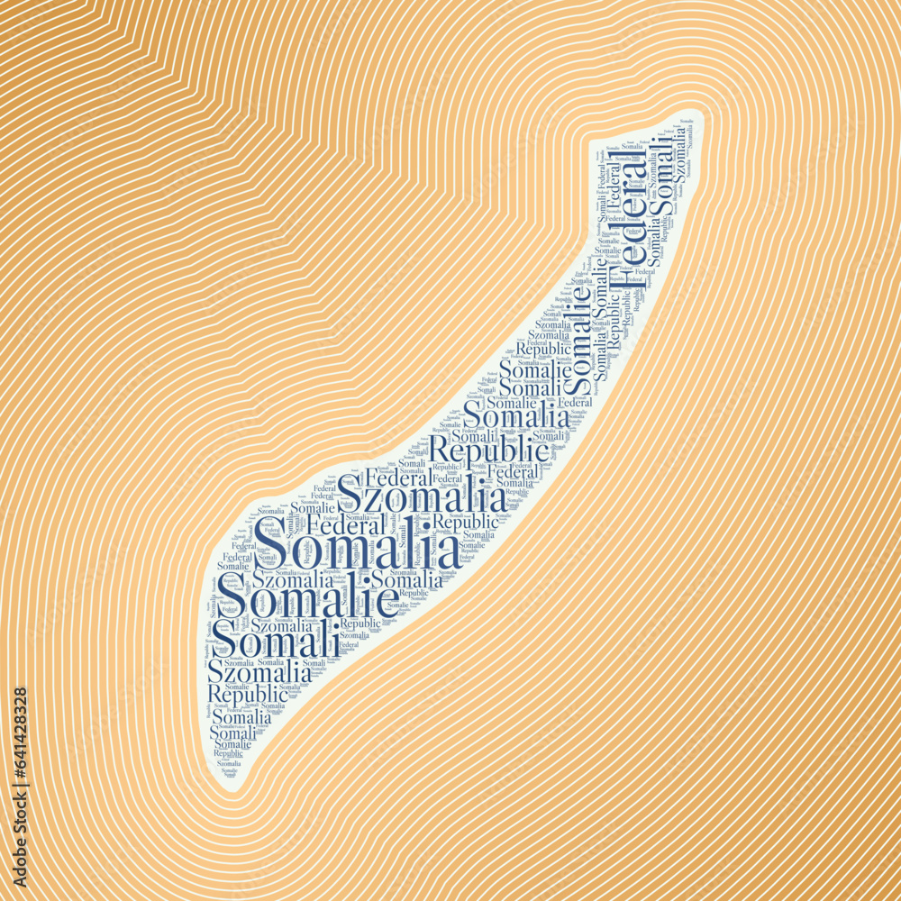 Somalia shape formed by country name in multiple languages. Somalia ...