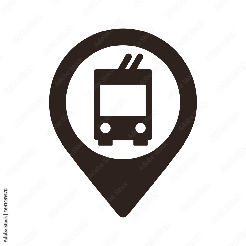 Trolley bus station map pin. Trolley bus station location pin. GPS ...