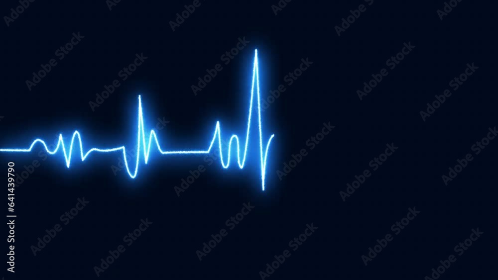 Bright neon blue heart cardiogram line. Electrocardiogram show heart ...