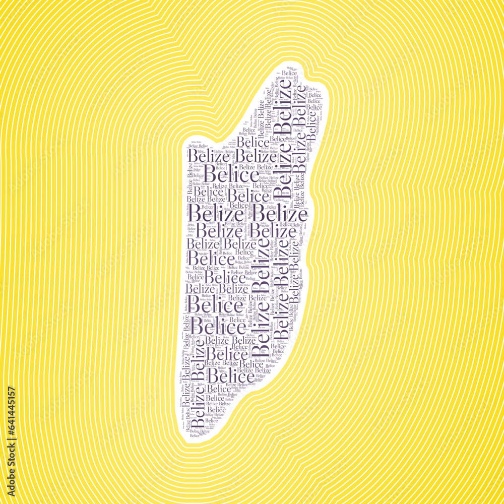 Belize shape formed by country name in multiple languages. Belize ...