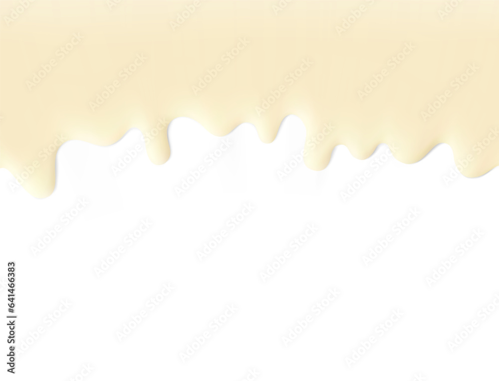 High realistic cream flowing drops. Vector illustration isolated on ...