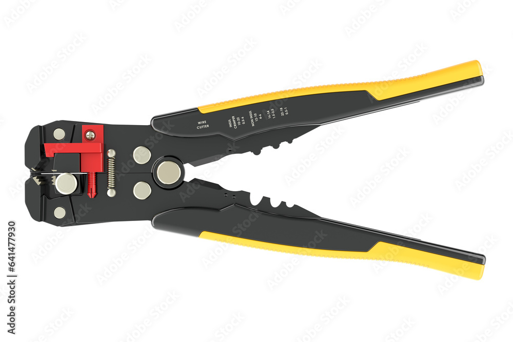 Wire Stripper, Self-Adjusting Wire Stripper. 3D rendering isolated on ...
