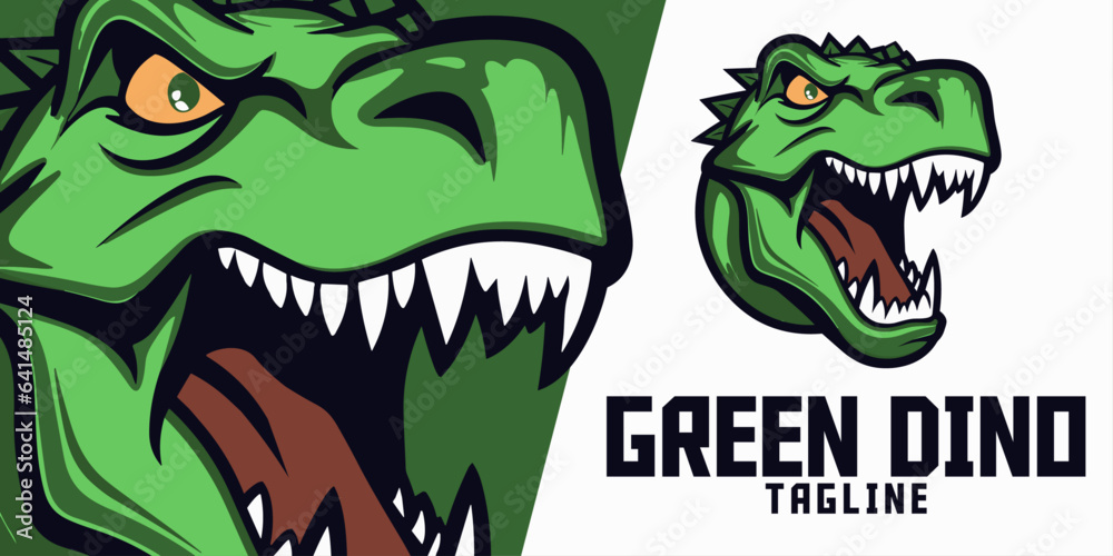 Green Dinosaur Head Mascot Illustration: Logo, Vector Graphic for Sport ...