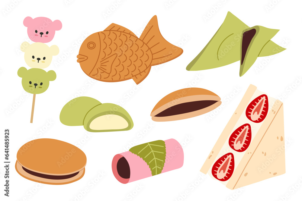Japanese traditional desserts set. Asian sweets collection. Mochi ...