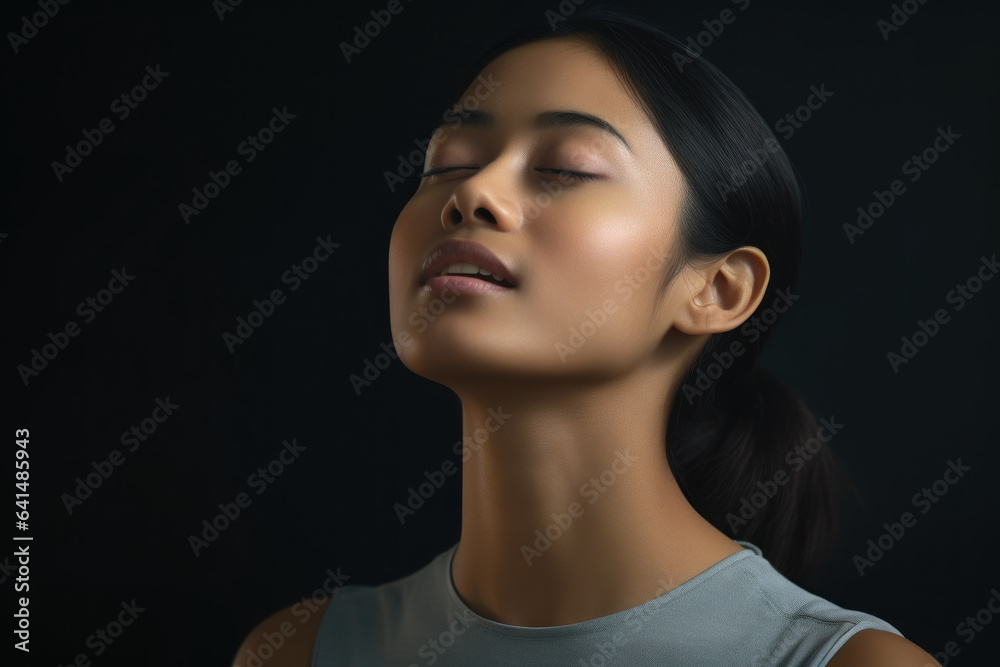 A person performs a chin tuck exercise, gently drawing their chin ...