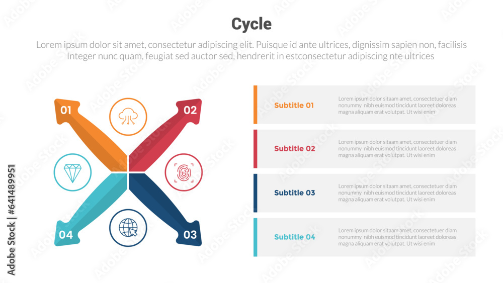 cycle or cycles stage infographics template diagram with arrow x ...