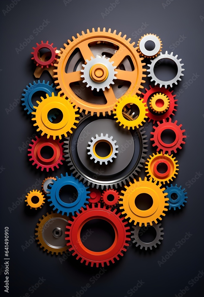 Gears in pop art and minimalist style, capturing the essence of ...