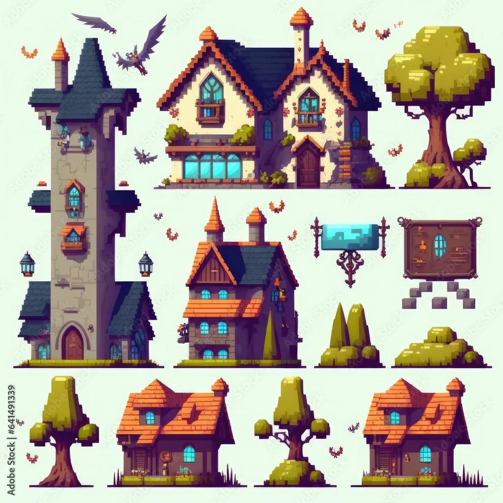 Fantasy Pixel Art Sprite Sheet for Video Game with Versatile Vector ...
