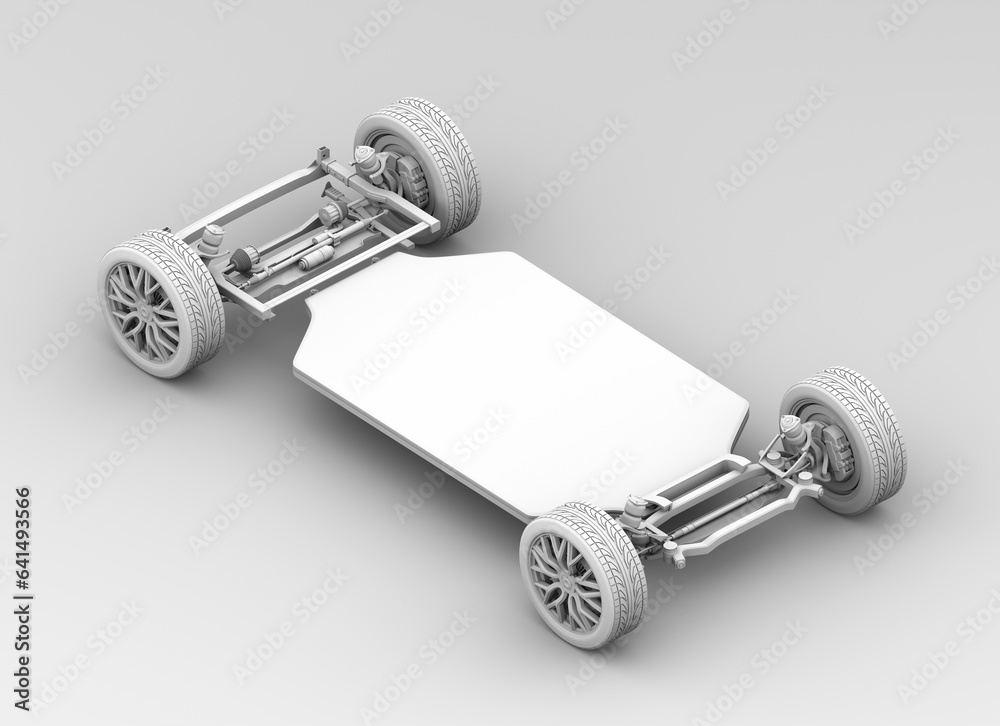 Clay rendering of Electric vehicle Chassis equipped with In-Wheel Motor ...