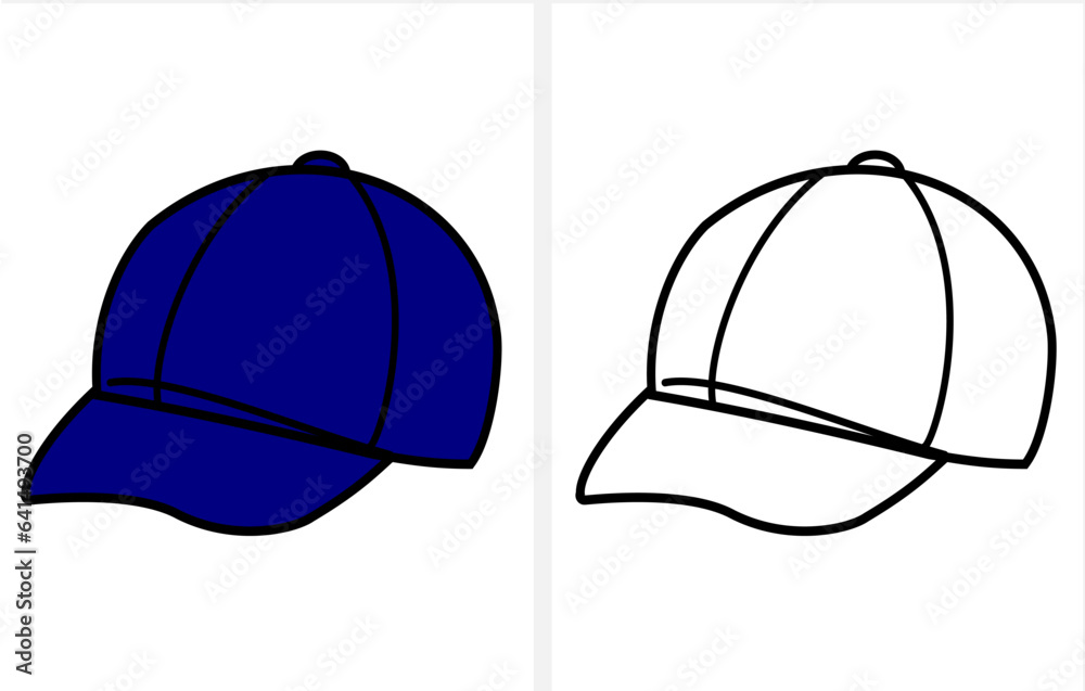 Cartoon cap coloring page for kids. Stock Vector | Adobe Stock