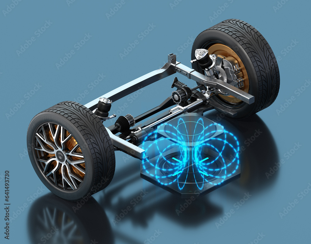 Isometric view of Electric Vehicle Chassis equipped with In-Wheel Motor ...