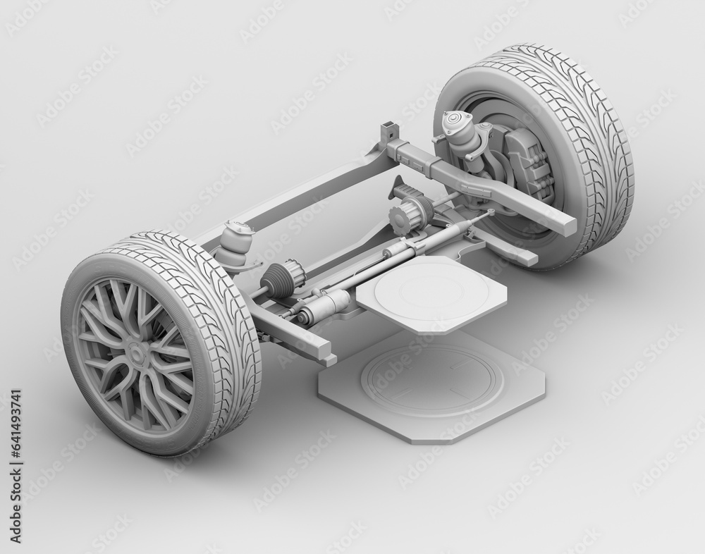 Isometric view of Electric Vehicle Chassis equipped with In-Wheel Motor ...