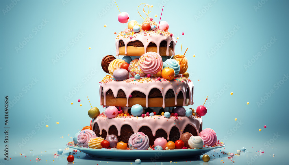 Cake background with layers and delightful decoration, Mouthwatering ...