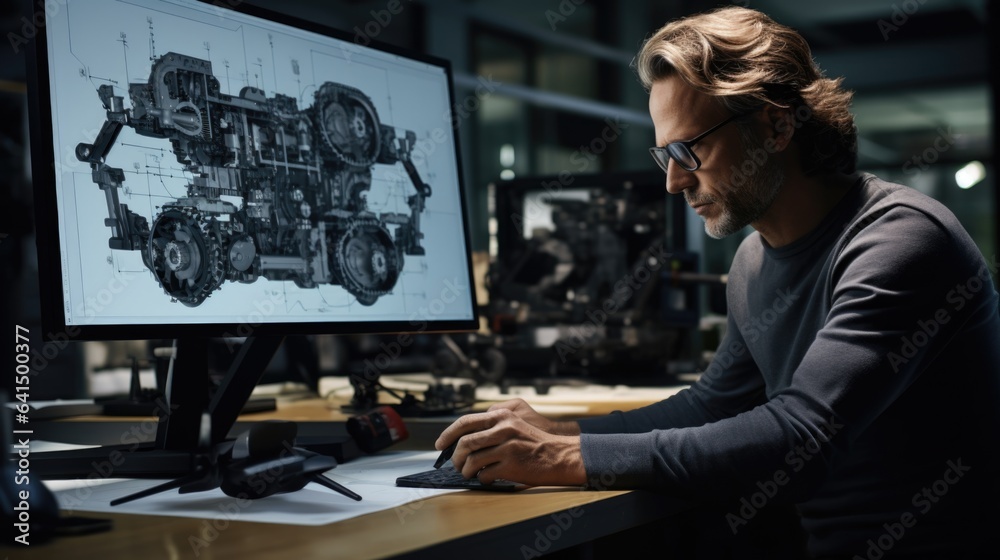 mechanical engineer designing a new prototype generative ai Stock Photo ...