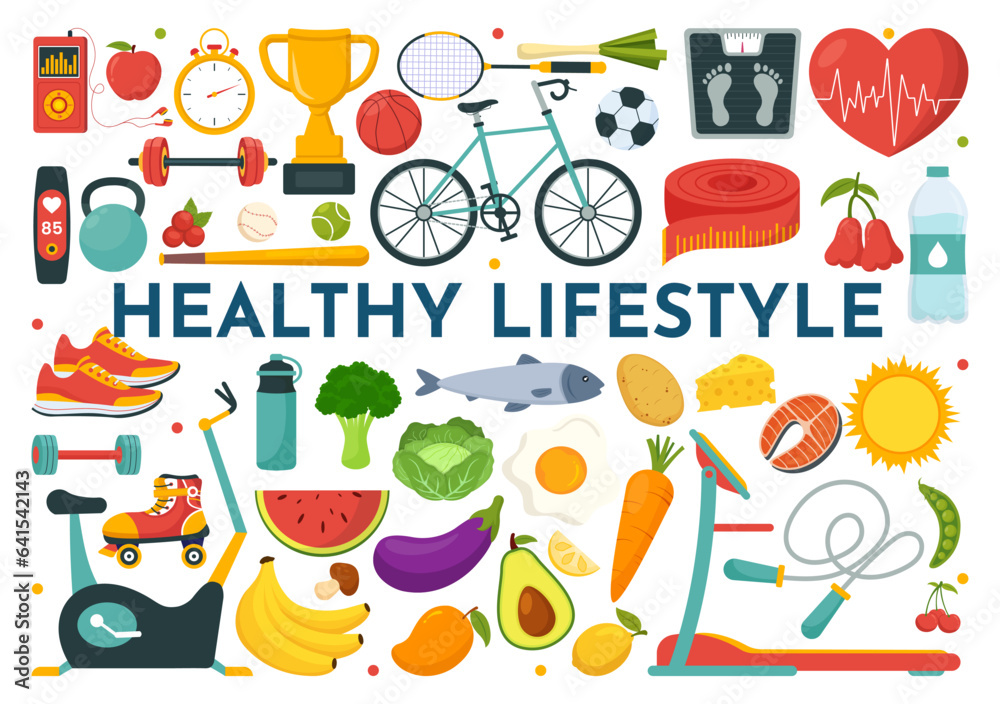 Healthy Lifestyle Vector Illustration with Organic Vegetables or Fruit ...