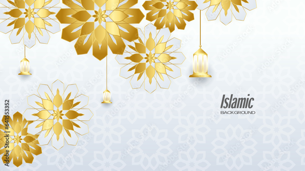 Gold and white luxury modern islamic background with mandala pattern ...
