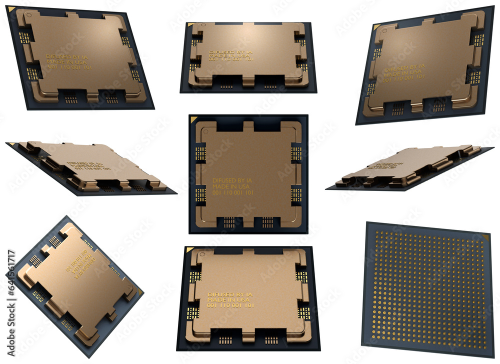 Set of modern central computer processors CPU illustrations concept ...