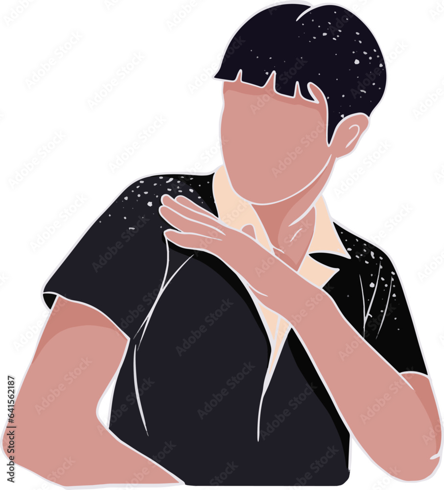 hand draws cartoon a man with dandruff in hair, dry itching skin ...
