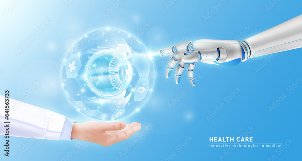 Robot hand AI artificial intelligence assistance touch organ human ...