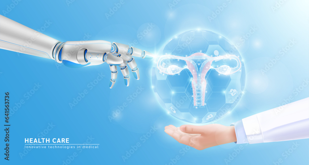 Innovative technologies in medical health care futuristic. Robot hand ...
