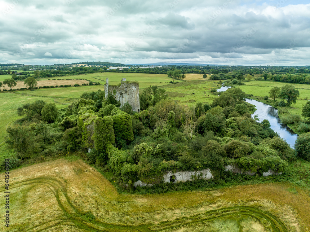 Aerial view of Lea Castle ruined medieval castle of the FitzGerald ...