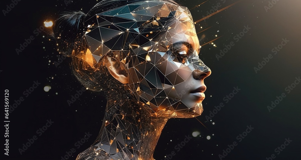 Digital woman face, generative ai concept of robotic female face. Stock ...