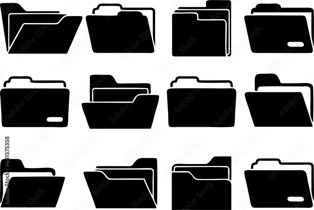 Folder icons. File symbol. Open document archive sign. Web and applications designing. Multiple ...