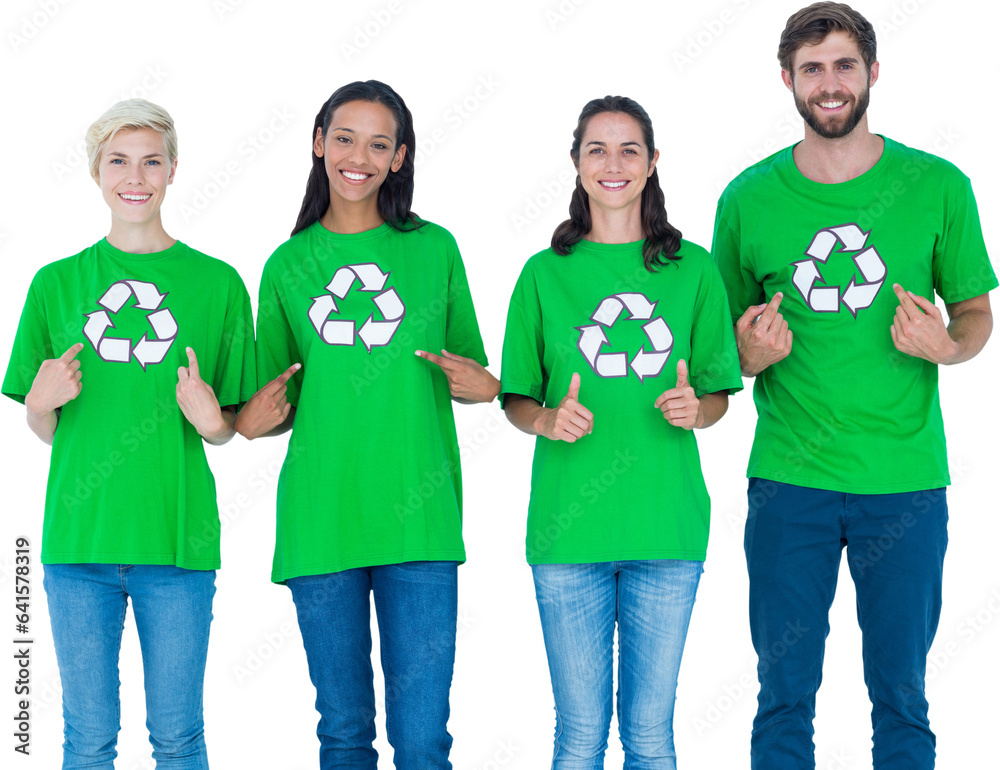 Digital Png Photo Of Diverse People Wearing Green T Shirts On