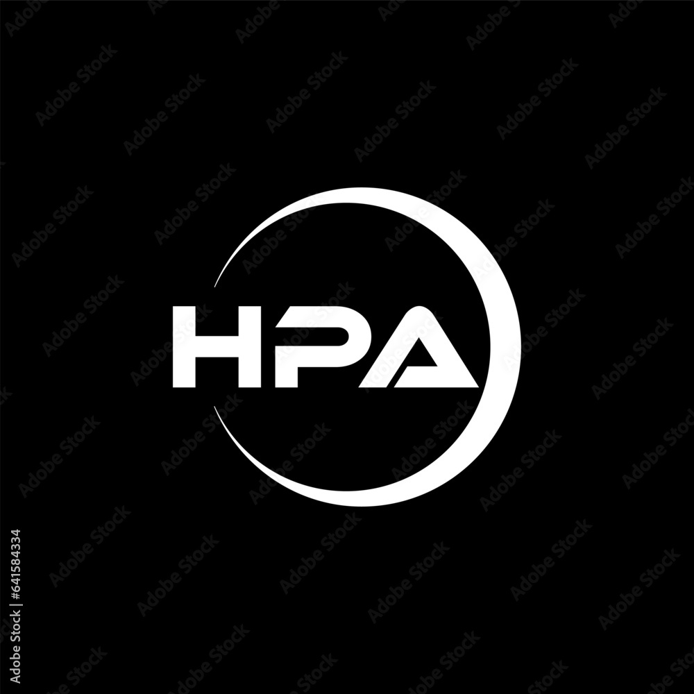 HPA letter logo design with black background in illustrator, cube logo ...