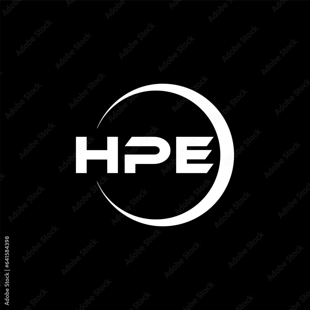 HPE letter logo design with black background in illustrator, cube logo ...