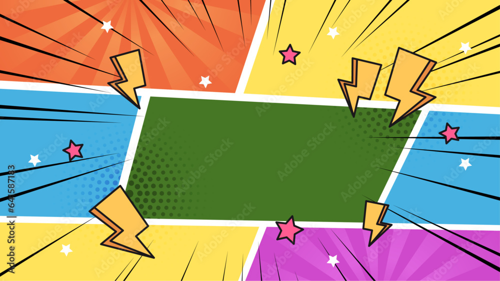 Colorful vector comic cartoon style wallpaper zoom background Stock ...