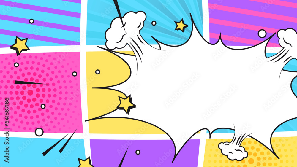 Colorful vector comic cartoon style wallpaper zoom background Stock ...