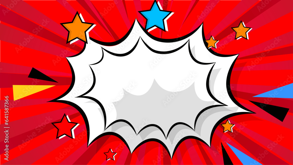 Colorful comic cartoon style frame border background with callout star ...