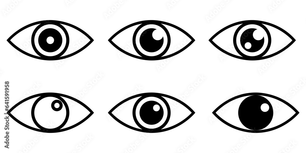 Eye icon set. Eyesight symbol. Retina scan eye icons. Simple eyes ...
