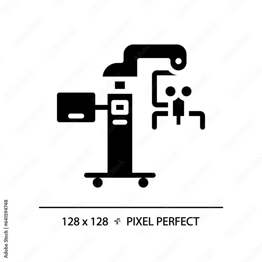 Surgical microscope pixel perfect black glyph icon. Medical optic ...