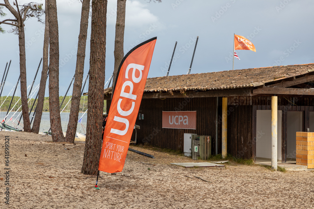 UCPA sign logo and brand text on flag beach french organisation sport ...