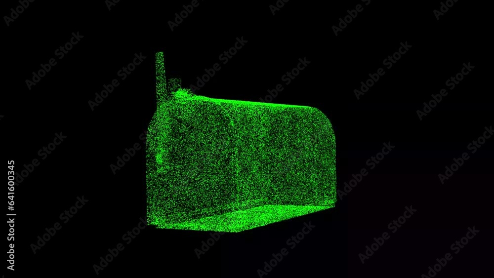 3D Mail box rotates on black background. Communication concept ...