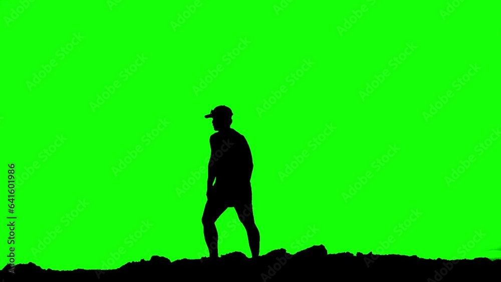 silhouette of man running on green screen background Stock Video ...
