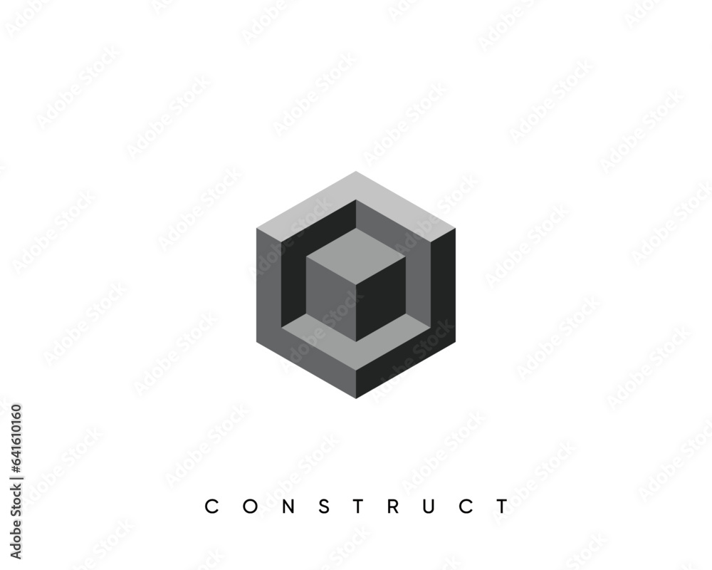 Abstract cube logo design template for construction, planning and ...
