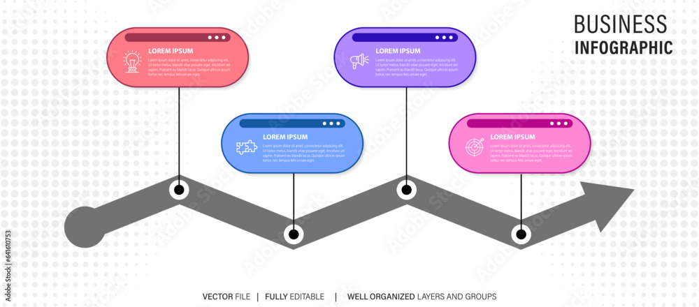 business process stage infographics template diagram banner with long rectangle box vertical ...