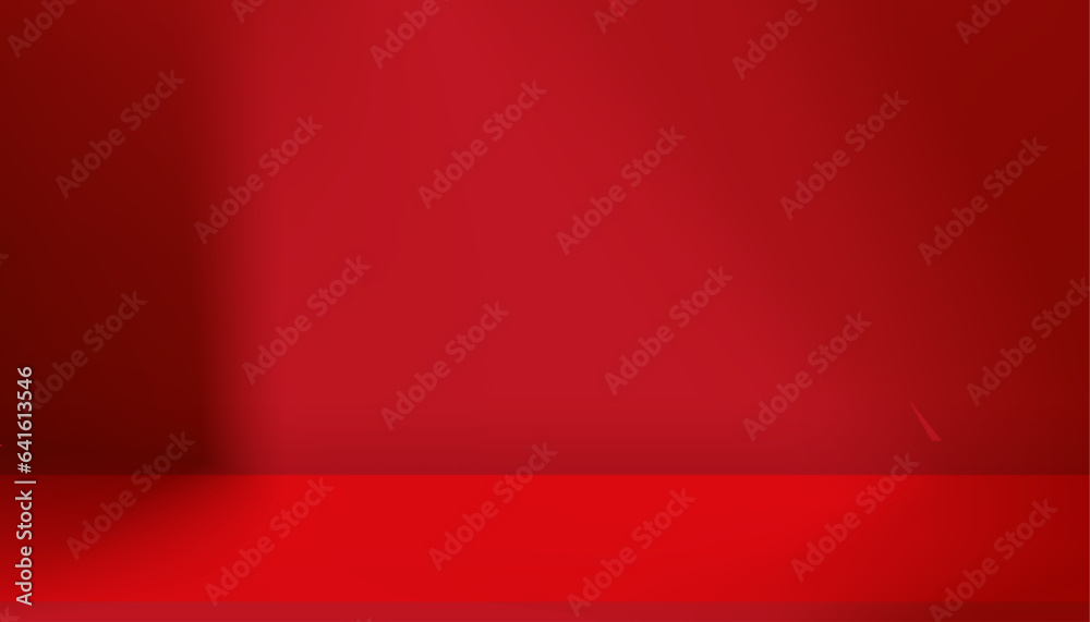 Red Background,Studio Room with light,shadow window reflection on wall ...