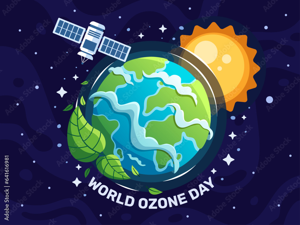 Vector illustration emphasizes the vital role of the ozone layer in shielding Earth from harmful ...