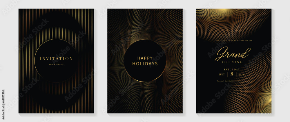 Luxury invitation card background vector. Golden curve elegant, gold ...