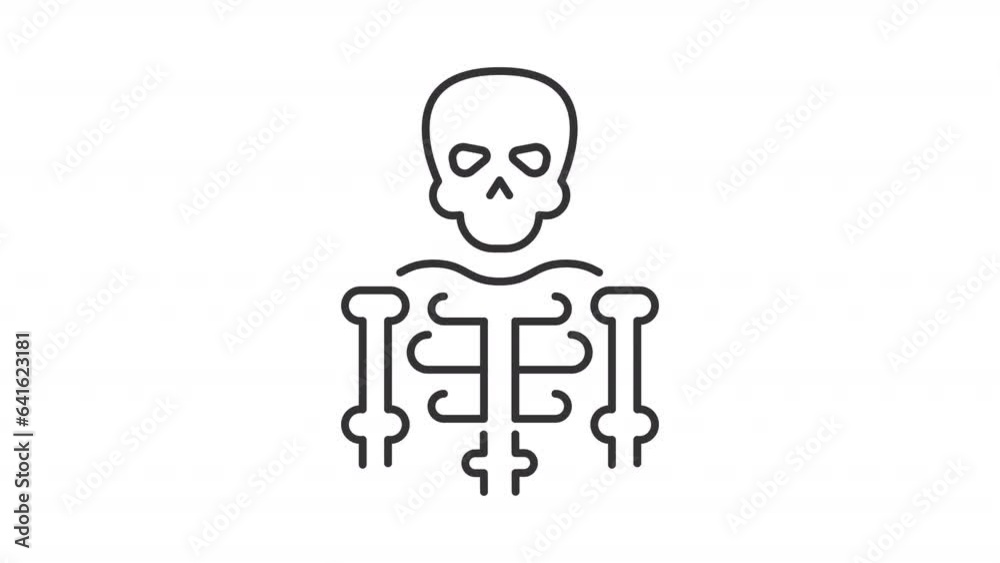 Skeleton animated icon. Medical education line animation. Human body ...