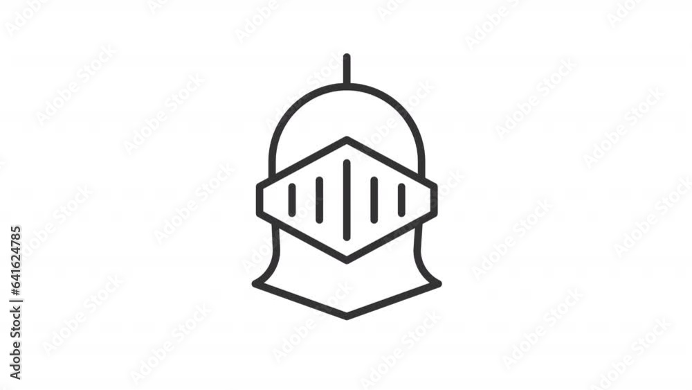 Knight helmet animated icon. Visor up and down line animation. Medieval ...